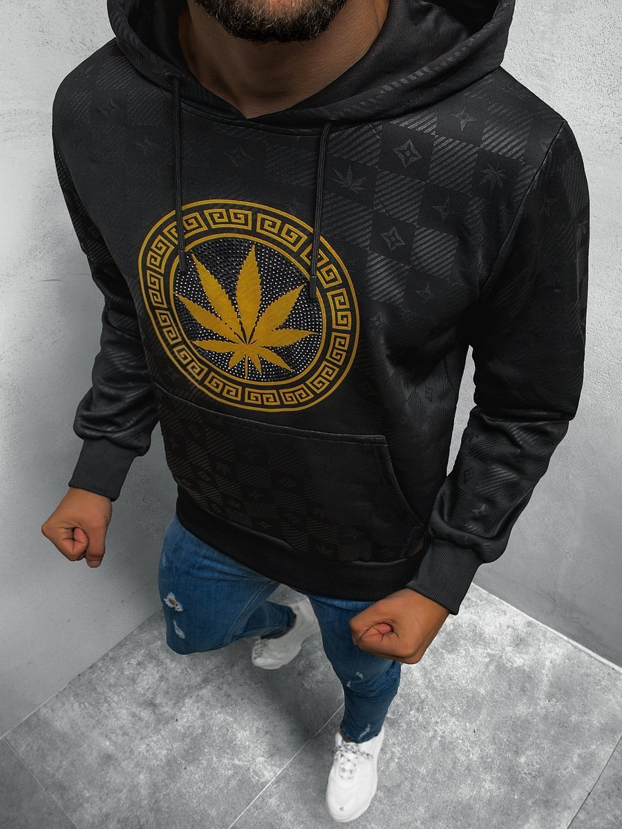 Férfi pulcsi kapucnival Fekete OZONEE O/HM503 | OZONEE.HU